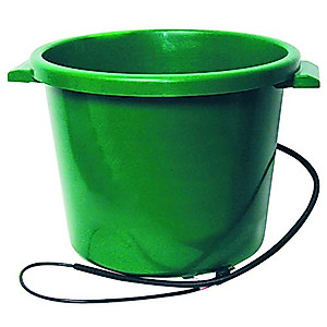 Farm Innovators HT-200 16 Gallon Plastic Heated Livestock Pet Farm Animal Water Bucket Tub with Hidden De-Icer Heating Element, Green