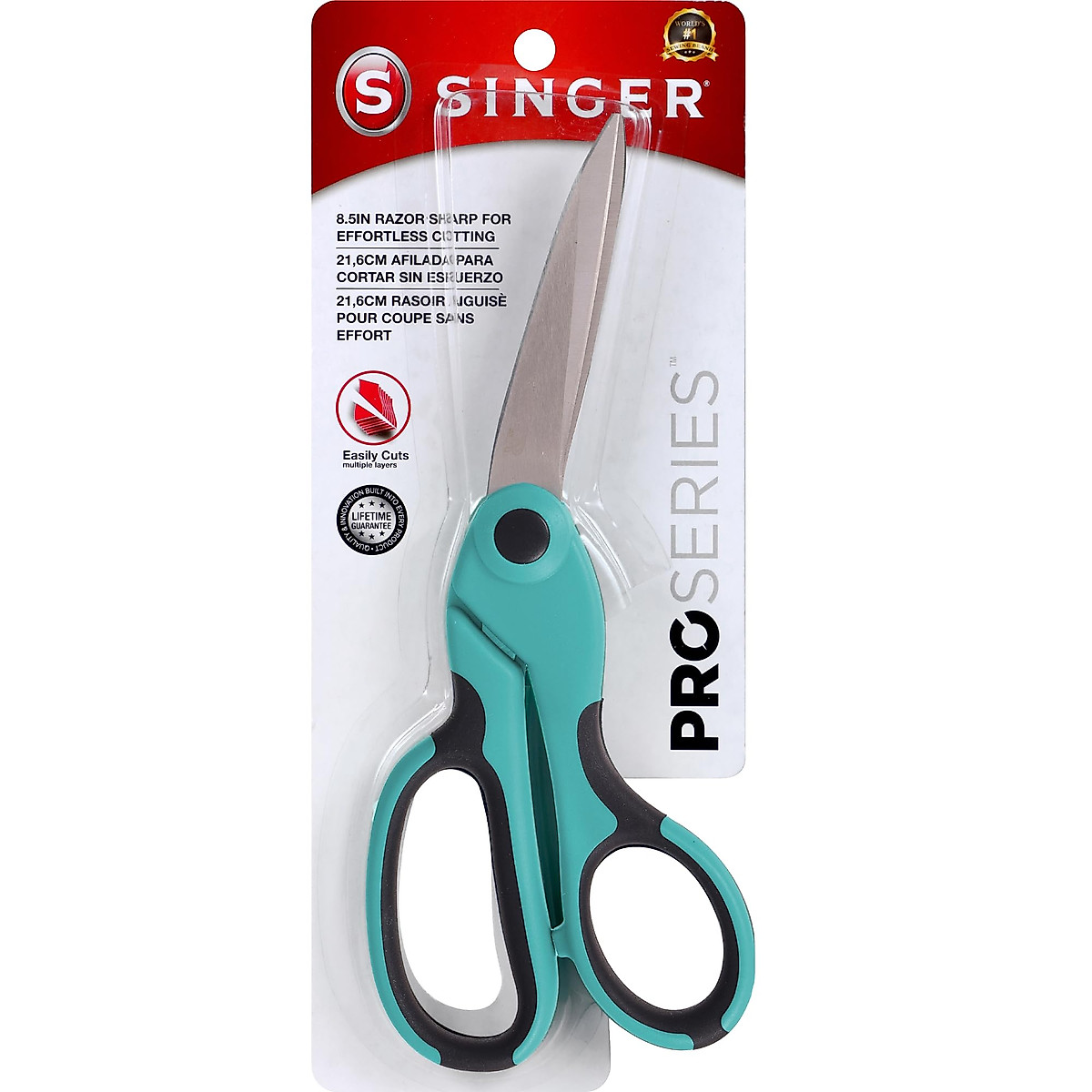 SINGER 00561 8-1/2-Inch ProSeries Heavy Duty Bent Sewing Scissors,Teal