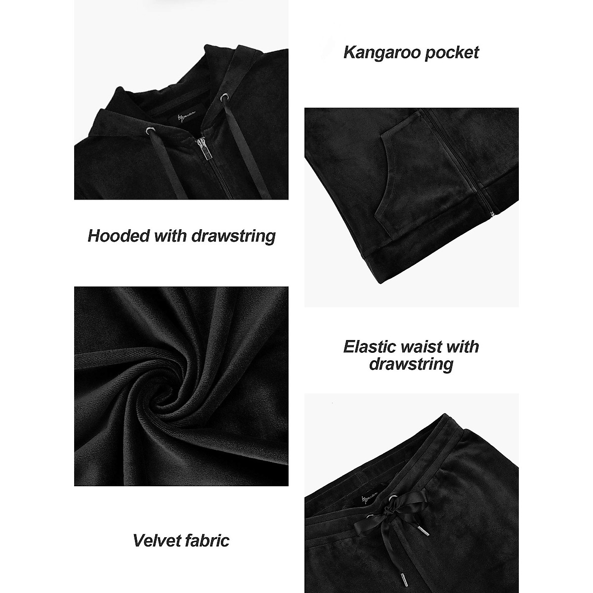 MessBebe Womens Velour Tracksuits Set Long Sleeve Sweatsuits 2 Piece Sports Outfit Zip Hoodie Sweatpants Joggers Set