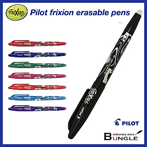 Pilot frixion erasable pens 0.5mm Gel Ink Ballpoint Pens Fine Point Black, Red, Blue ink Pack of 3 with DAVINCIPEN Acrylic Pen Holder