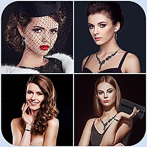 Tiamon 5 Pcs Rhinestone Jewelry Sets Silver Shawls and Wraps Formal Clutch Purses for Women Evening Dresses Bridal Weddings (Black, Glitter)