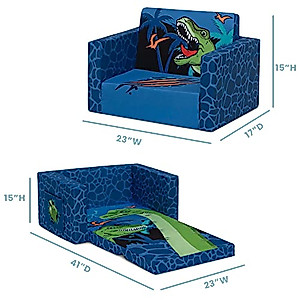 Delta Children Dinosaur Cozee Flip-Out Chair For Relaxing- 2-in-1 Convertible Lightweight,Portable Chair to Lounger for Toddlers & Kids