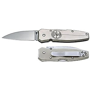 Klein Tools 44001 Leightweight Lockback Knife 2-1/2-Inch Drop-Point Blade, Silver