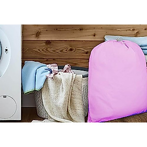 Urban Villa Laundry Bag Canvas|Dirty Clothes Travel Laundry Bag|Machine Washable|Reusable College Hostel Hamper Liner Bag Garments Delicates Drawstring Closure 2 Pack Pink Color|Size 28X36 Inches