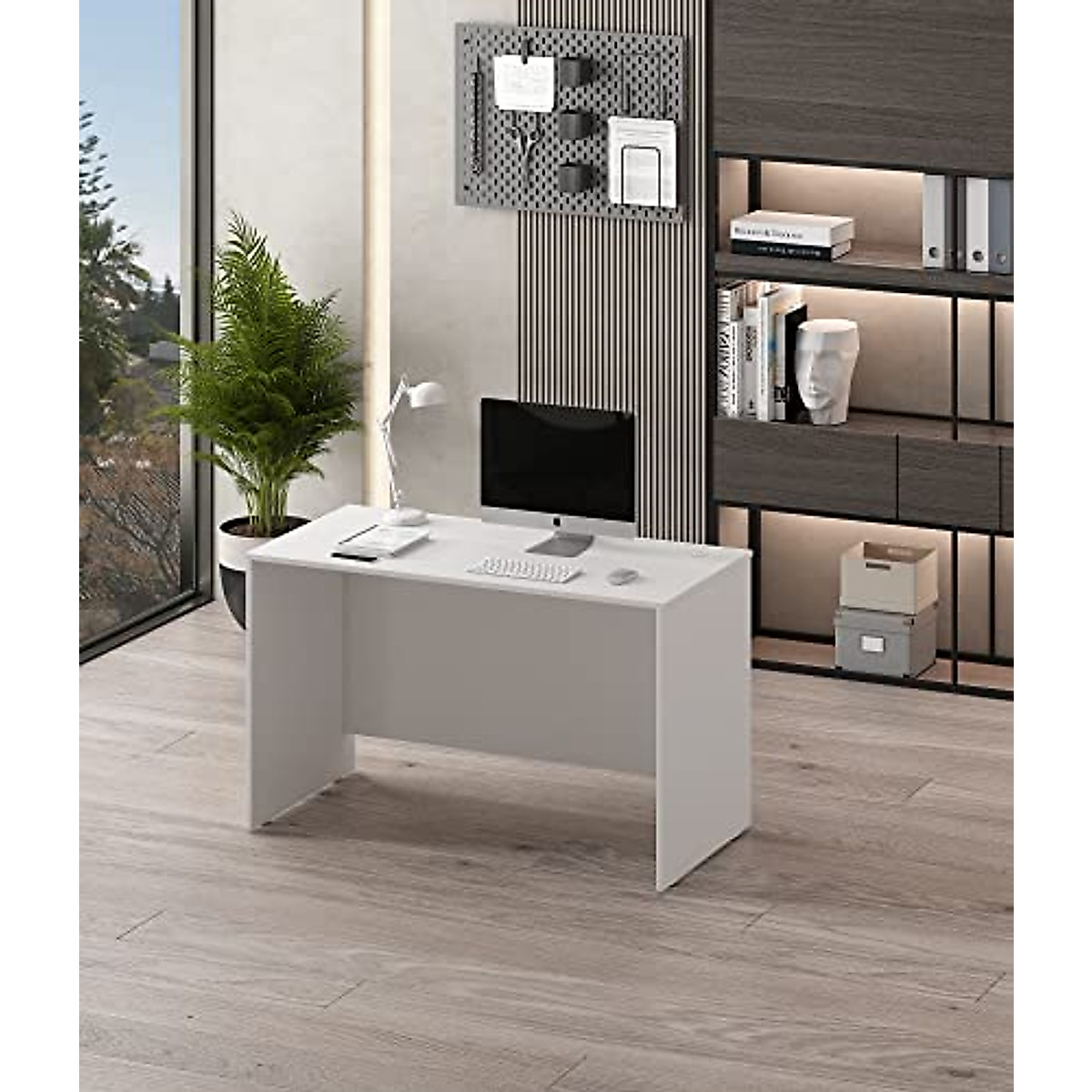 Fineboard, White Made in USA 47" Inch Home Office Desk Computer Writing Table, 47 Inch