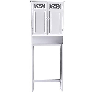 Elegant Home Fashions Dawson Wooden Space Saver with Cross Molding and 2 Doors, White & Elegant Home Fashions Dawson Removable Wooden Wall Cabinet with Cross Molding and 2 Doors, White