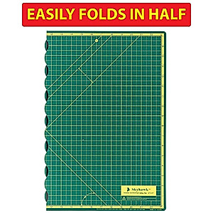 Skyhawk Self Healing Folding Rotary Cutting Mat for Quilting, with 23"x17" Grids & Non-Slip Base, Great for Crafts, Quilting, Sewing, Scrapbooking. Foldable into Convenient Travel Size.