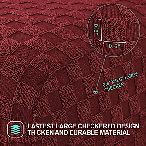 YEMYHOM Ottoman Cover Latest Jacquard Design High Stretch Folding Storage Footstool Protector Rectangle Removable Slipcover (Ottoman Small, Christmas Wine Red)