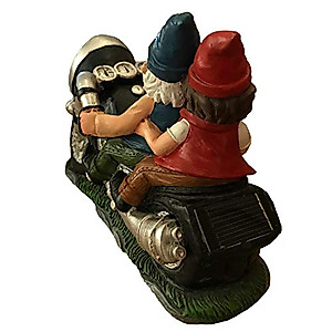Biker Garden Gnomes Couple On Motorcycle - Outdoor Cute Figurine Motorcycle Statues, Garden Gnome Outdoor, Biker Couple in Love, Make Your Home and Garden More Fun, Great Gift