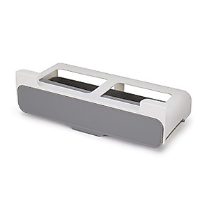 Joseph Joseph CupboardStore Spice Organizer 3M Tape Under-Shelf Pull Out Drawer Storage for Cabinet, One-size, Gray/White & 85177 CupboardStore Plastic Wrap, Foil and Bag Cabinet Organizer - Gray