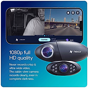 Nexar Pro Dual Dash Cam - HD Front Dash Cam and Interior Car Security Camera - Nexar Dash Cam Front and Cabin - Dual Dash Cam Parking Mode and WiFi - Dash Cams for Cars - Dash Cam for Truckers 64GB