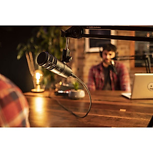 Audio Technica AT2040 Mic 20 Series Front Address Dynamic Mic + Tripod Base Mic Stand with Boom + Pop Filter + Microphone Cable - Top Value