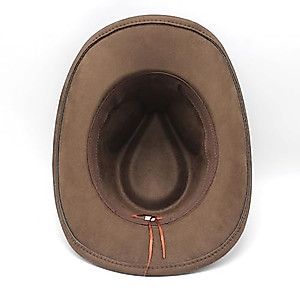 CCAKXCJJ Unisex Western Suede Cowboy Cowgirl Hat Classic Wide Brim Fedora Hat for Men &Women 197-Brown