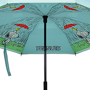 Blue Peanuts Umbrella - Snoopy and Woodstock Design, 44-Inch Diameter, Windproof, Easy Storage