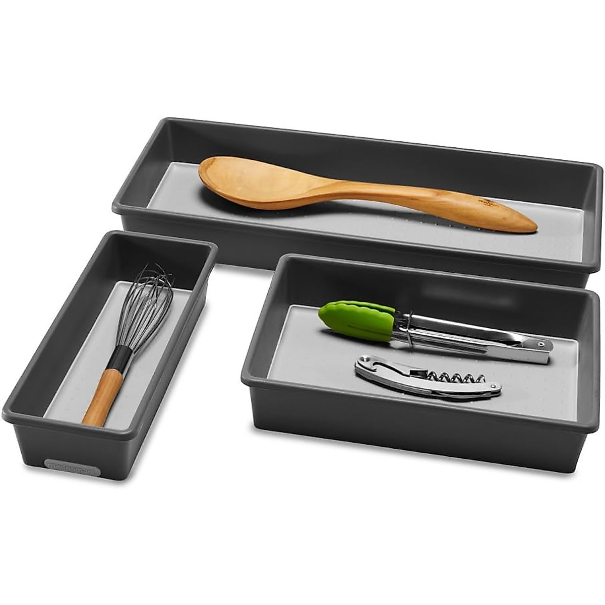 madesmart Classic 3-Tray Bin Pack - Granite | CLASSIC COLLECTION | Multi-Purpose Storage | Soft-grip Lining and Non-slip Rubber Feet | Durable | BPA-Free