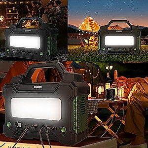 CONROWR 150Wh Portable Power Station Camping Solar Generator Laptop Charger with 150W 110V Peak AC Outlet, USB Ports LED Flashlights， DC Ports for CPAP Home Camping Emergency