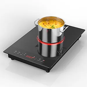 Electric Cooktop 12 Inch 110v, ANHANE Single Burner Electric Hot Plates 2000W Built-in and Countertop Infrared Burner, Suitable for all Cookware,with Plug