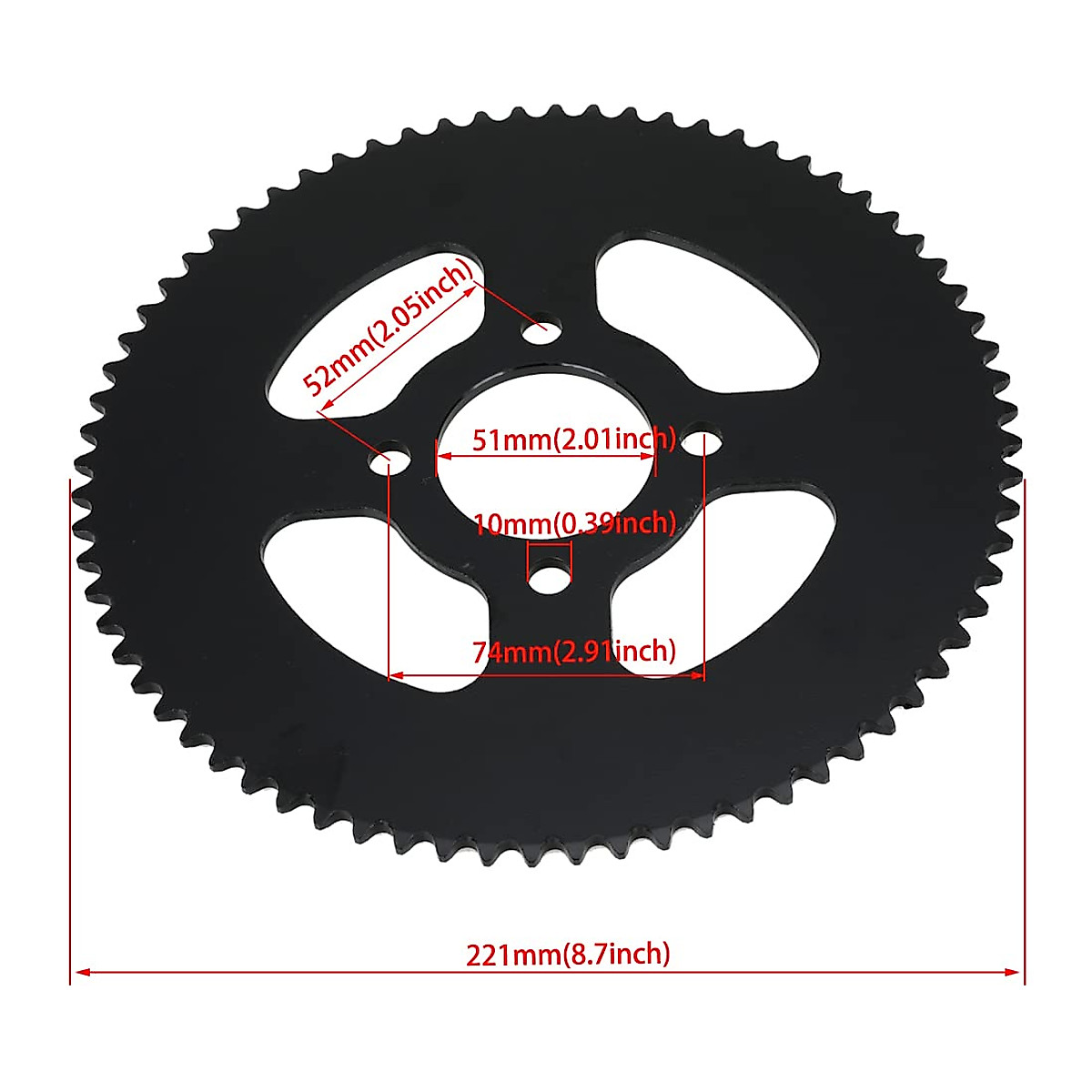 YOXUFA 72 Tooth 35 Chain Sprocket 51mm Bore for Mini Bike Go Kart with Predator 79cc 212cc 420cc Engine ATV Go Cart Powersports Parts