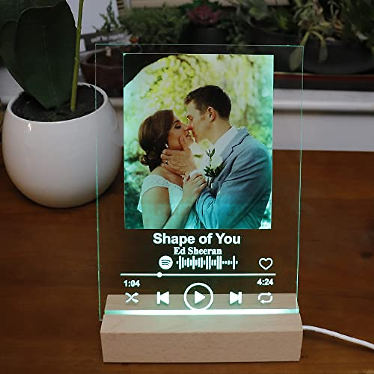 Tina&Co Personalized Acrylic Song Plaque Custom Photo Album Cover Scannable Spotify Code Led Night Light Lamp for Music Lover Boy Friend Girl Friend