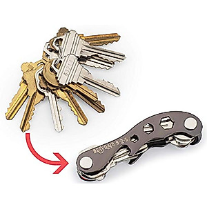 Beyond 9-2-5 Smart Key Organizer Keychain- Compact Pocket Holder Bar for 14 Keys-Multiple Key Chain Organizers-Flashlight, Bottle Opener and Multitool