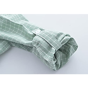 Boys Flannel Shirts Toddler Boy Button Up Shirt Boys Long Sleeve Shirts Kids Buffalo Plaid Shirts Green Boys Shirt 5T