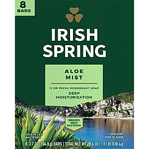 Irish Spring Aloe Bar Soap, (00035000141705), 3.7 Ounce (Pack of 8)