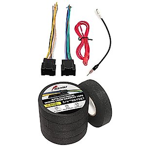 RED WOLF Radio Stereo Wiring Harness Antenna Adapter w/Wire Harness Cloth Tape Kit Fit GMC Chevy Express Savana Buick 2006-2017 Models, for Electrical Protection Noise Damping Cables Fixed