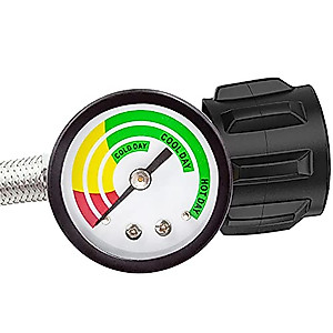 MOFLAME 1 lb to 20 lb Propane Adapter Hose With Gauge，6 FT Stainless Braided Propane Hose Adapter Converter for Coleman Camp Stove, Buddy Heater, Tabletop Grill & More 1lb Portable Appliance