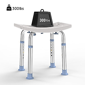 Delog Shower Chair for Inside Shower, Tool-Free Assembly Height Adjustable Shower Bench for Seniors, Elderly, Disabled, Handicap and Injured, Shower Stool 300lbs (300LB)