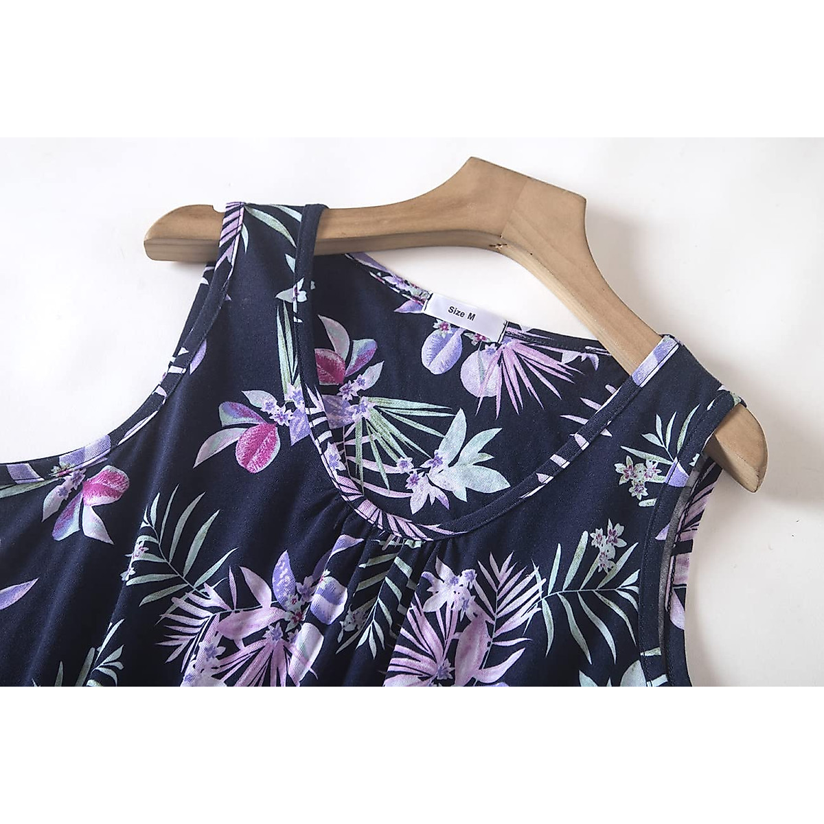 CHUNG Women's Cotton Pajama Set Cute Patterned Tank Top Sleeveless T Shorts Sleepwear Summer Plus Size loungewear,PurpleFlower,XL