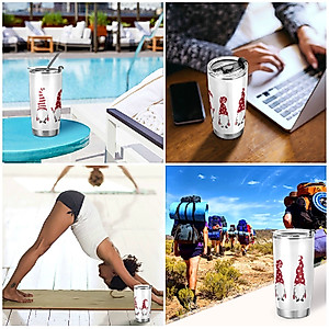 Yasala Christmas Tumbler Star Heart Hat Gnome Insulated Coffee Cup Back to School Beverage Container Office Travel Mug with Straw and Lid 20oz Holiday New Year Gift