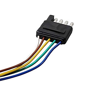 Oyviny 5 Way Flat Trailer Wiring Harness Plug with 22 inch Wire Lead Trailer End Durable 5 Pin Male Connector Trailer Light Wiring Harness Extension for Trailer RV Boat Color-Coded Waterproof