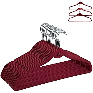 ATZJOY Velvet Hangers, Non Slip 360 Degree Swivel Hook Strong and Durable Clothes Hangers for Coats, Suit, Shirt, Pants & Dress Clothes(50 Pack Burgundy)