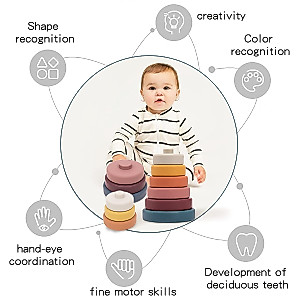 let's make Stacking Toys Soft Silicone Stacking Blocks Rings Baby Sensory Toy for 6+ Months Boys&Girls