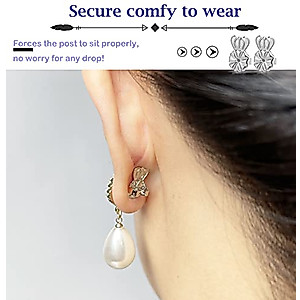 2 Pairs Earring Backs for Droopy Ears,Adjustable Crown Large Earring Backs for Heavy Earring,18K Gold Plated Hypoallergenic Earring Lifters Secure Earring Backs for Studs(WhiteGold)