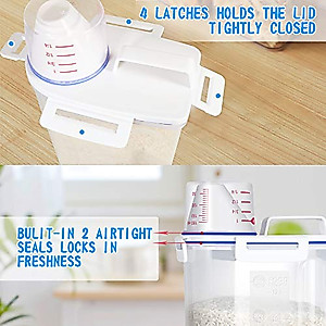 TBMax Rice Storage Container - 5 Lbs Flour Container Cereal Dispenser with Measuring Cup, Airtight Dry Food Container Bin for Kitchen Pantry Storage Organization