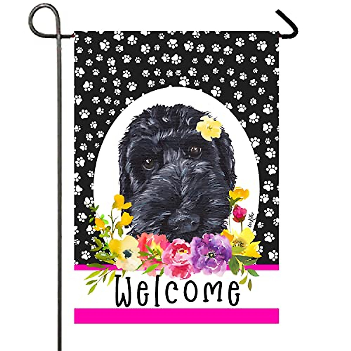 Labradoodle Black - Best of Breed Paw Prints Garden Flag