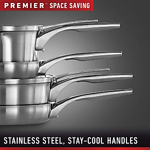 Calphalon Premier Space-Saving Stainless Steel Pots and Pans, 10-Piece Cookware Set
