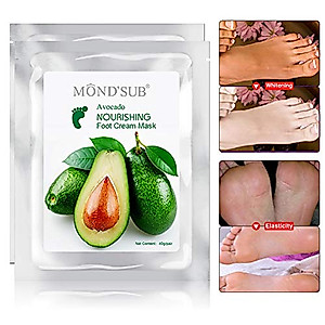 [5 Pairs] MOND'SUB Moisturizing Feet Masks & Avocado Oil Moisturizing Organic - Baby Feet Hydrating Mask for Dry Skin - Instantly Healing Dry Cracked Feet With Natural Oil