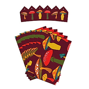 CENTRAL 23 Red Wrapping Paper - Mushroom Wrapping Paper - Red Yellow - Vibrant - 6 Sheets Gift Wrap - For Birthday Christmas Holiday - Comes With Stickers