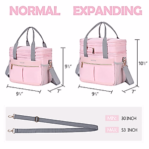 Hedcaw Lunch Box for Women Double Deck Insulated Lunch Bag Women Expandable Leakproof Reusable Lunch Cooler for Work, Office, Picnic, Pink