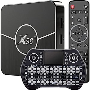 Android TV Box 2022 4GB 64GB Tv Box Android 11.0 Amlogic S905W2 USB 2.0 1080P Ultra HD 4K HDR H.265 AV1 WiFi 2.4G 5GHz BT 5.0 with Wireless Backlit Mini Keyboard