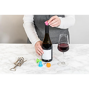 Bakerpan Silicone Wine Stoppers for Wine Bottles, Wine Bottle Stopper, Reusable Wine Corks - Set of 4