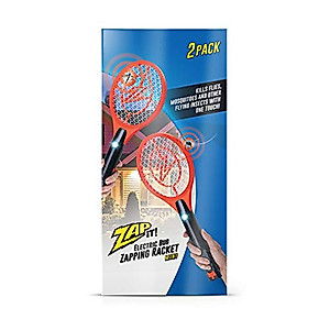 Zap It Electric Fly Swatter Racket & Mosquito Zapper Racket - Rechargeable Bug Zapper Racket - Fly Zapper Racket - Zapper Fly Swatter - Handheld Bug Zapper - 4,000 Volt, USB Charging Cable, 2 Pack
