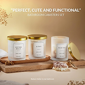 white + sable Bathroom Cotton Ball and Qtip Organizer (3 Pack), cotton swabs holder, Qtip and Cotton Ball Holders for Bathroom