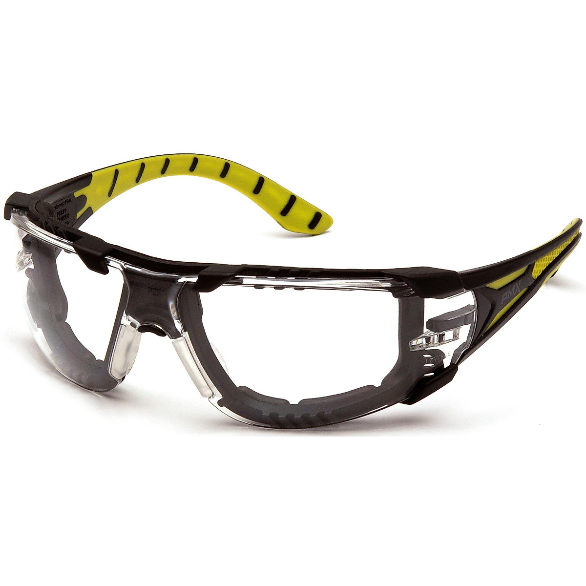 Pyramex Endeavor Plus Safety Glass Black/Green Frame With Foam Padding Clear H2MAX Anti-fog Lens