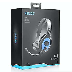 NENOS Computer Headset with Microphone Computer Headphones with Noise-Canceling Microphone Wired Headset for Business Meetings, Online Classes, Webinars Comfortable and Ergonomic