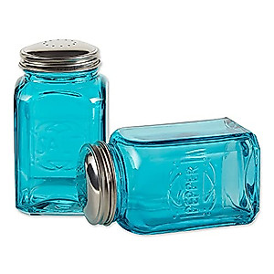 RSVP International Retro Glass Salt & Pepper Shaker | Stainless Steel Lids |, 8 oz, Turquoise