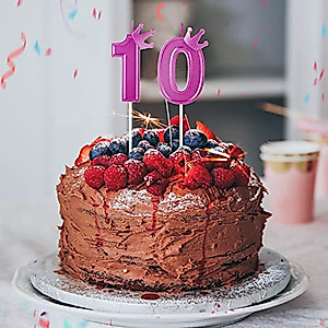 3inch Birthday Number Candle, 3D Candle Cake Topper with Crown Cake Numeral Candles Number Candles for Birthday Anniversary Parties (Rose Pink, 8)