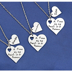 JoycuFF Memorial Gifts for Loss of Brother Sympathy Necklace for Sister Remembrance Stainless Steel Jewelry for Women A Piece Of My Heart is In Heaven